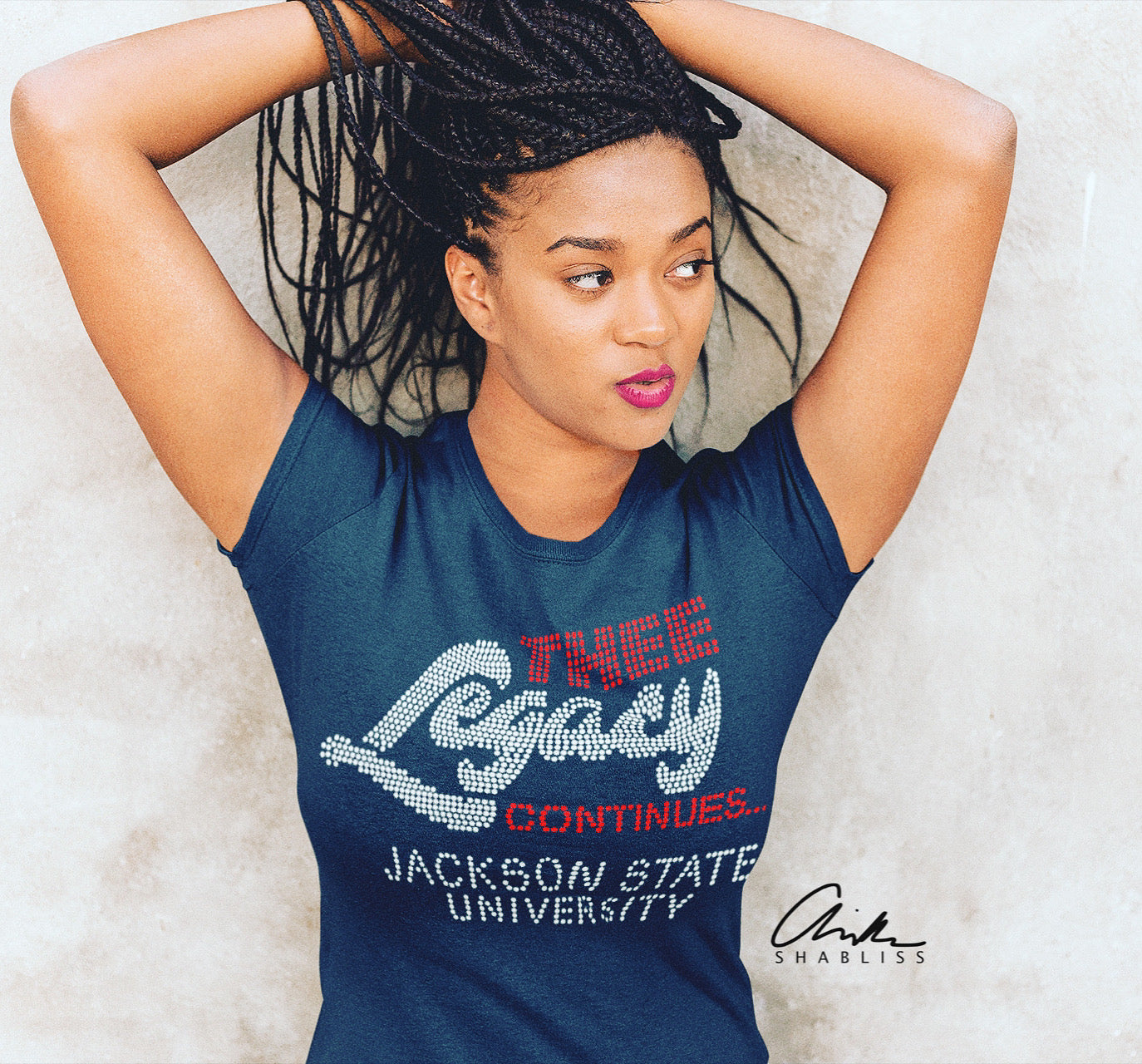 THEE Legacy Continues Rhinestone NAVY BLUE Shirt – Arika Made