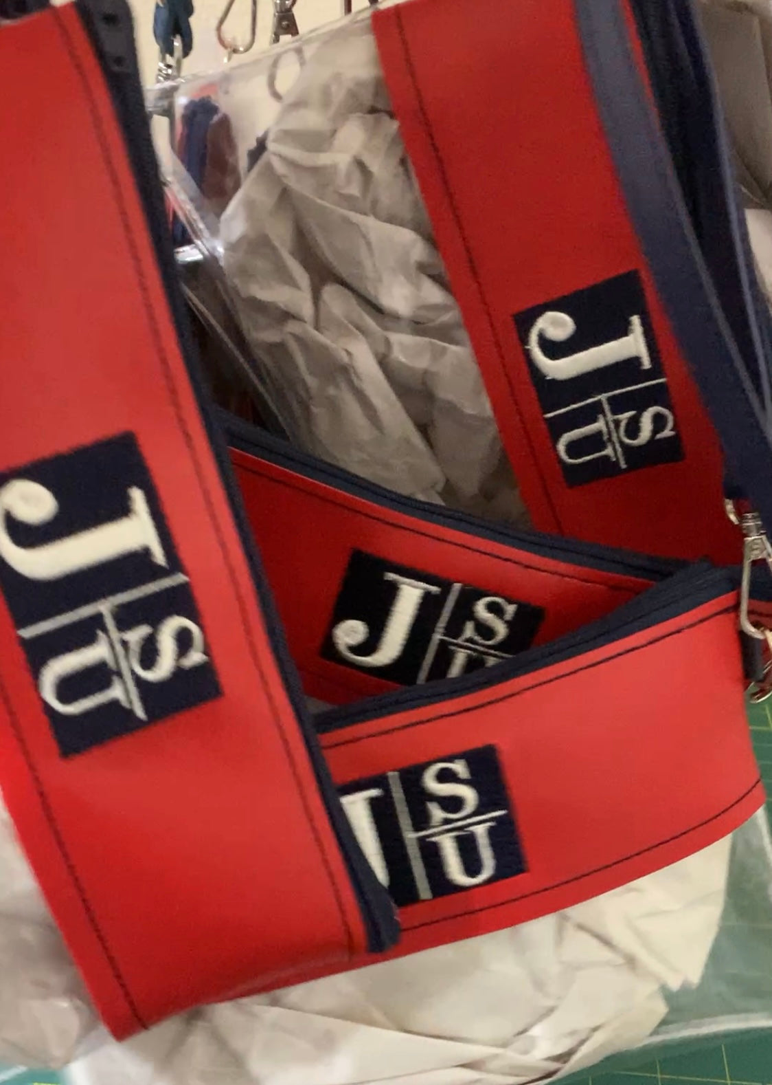 JSU Clear Stadium Game Day Wristlet Bag (Red Wristlet) – Arika Made